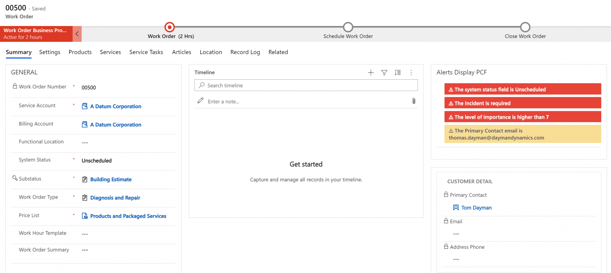 PCF – Alerts Display – Dayman Dynamics